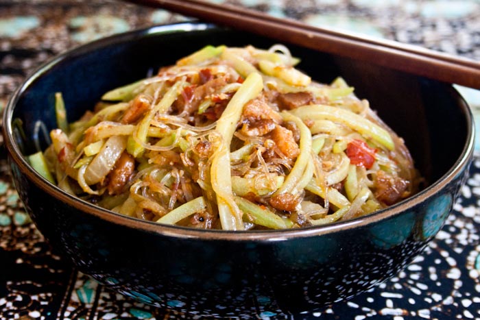 3 hungry tummies: Stir Fried Choko And Mung Bean Noodles With Dried ...