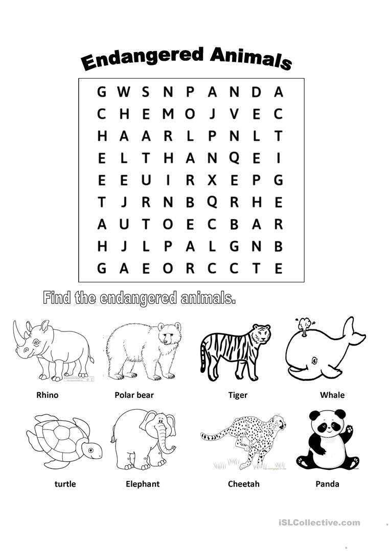 Sopa De Letras De Animales Salvajes Wild Animals Word Search In Porn ...