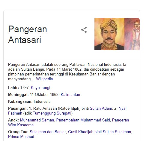 13 Fakta Menarik Tentang Pangeran Antasari Salah Satu Pahlawan Nasional ...