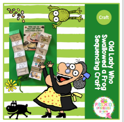 Old Lady Who Swallowed a Frog Sequencing Craft ~ Preschool Printables