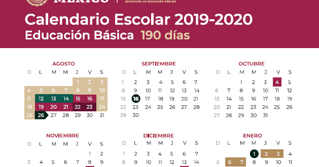 UN RINCON DEL MAESTRO: CALENDARIO ESCOLAR 2019-2020. SEP OFICIAL