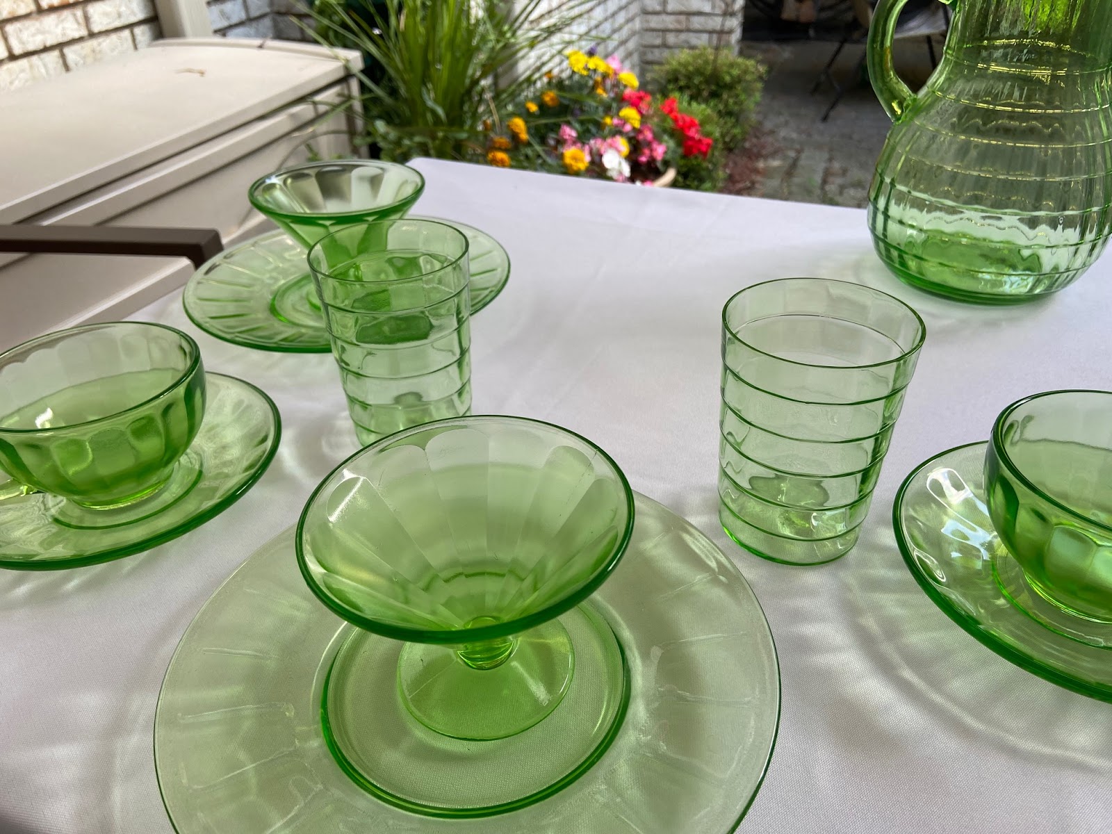 Barb's Tea Shop: June tablescape: Depression glass makes me happy!