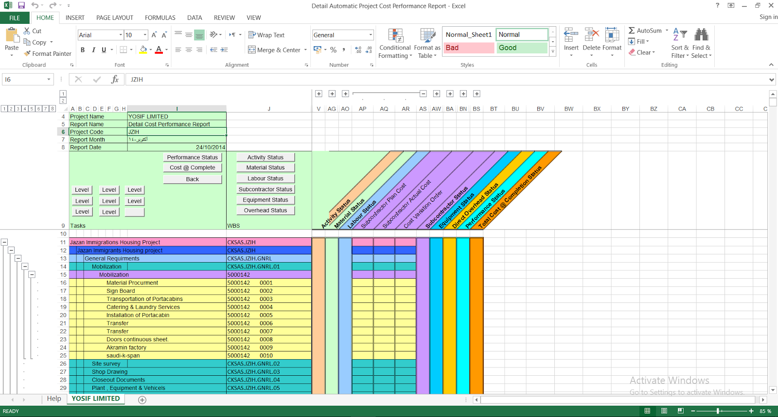 Detail Automatic Project Cost Performance Report - Software engineering