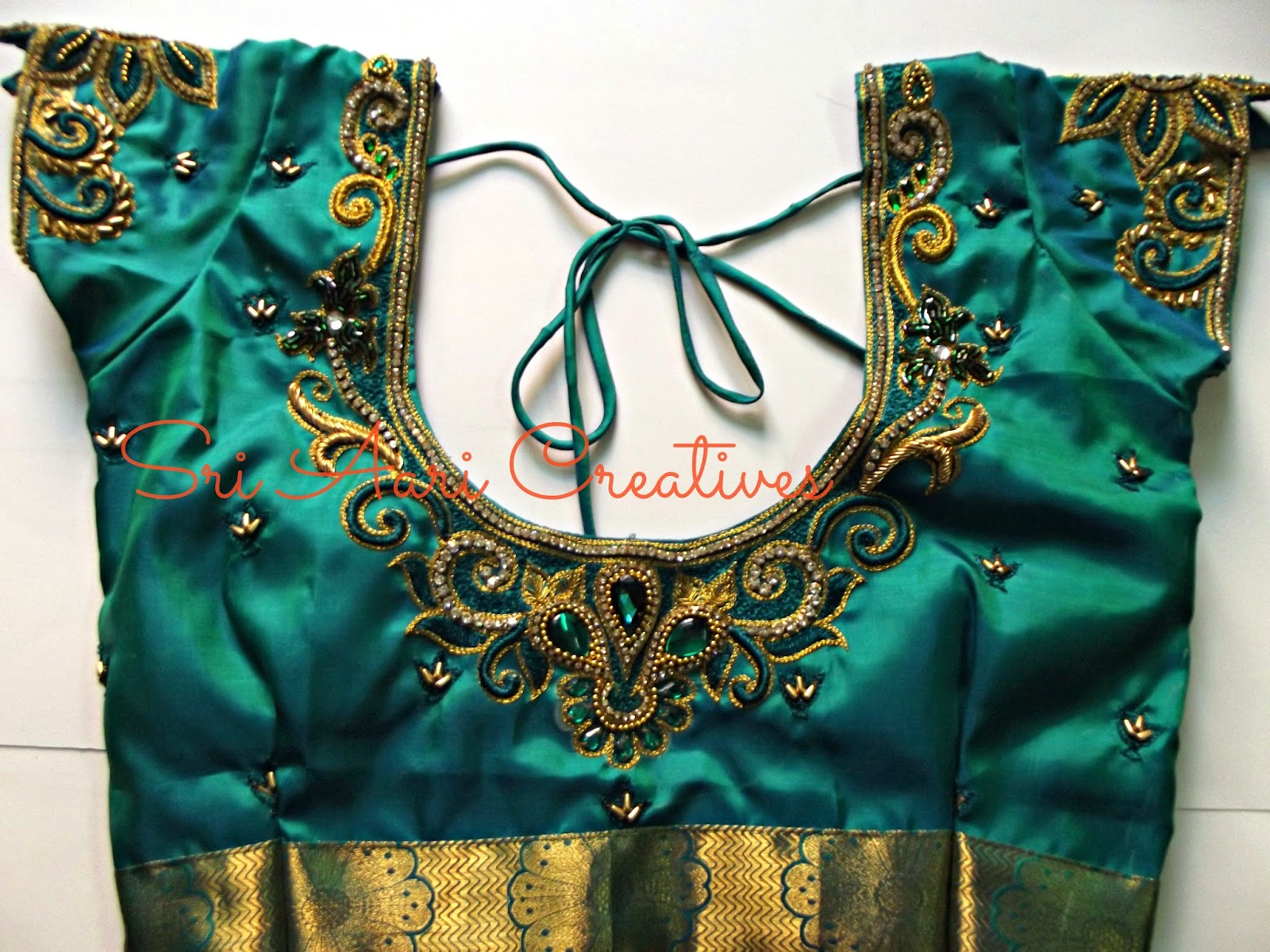 SRI AARI CREATIVES: EMBOSSED THREAD WORK & EMBOSSED ZARDOSI WORK ON ...