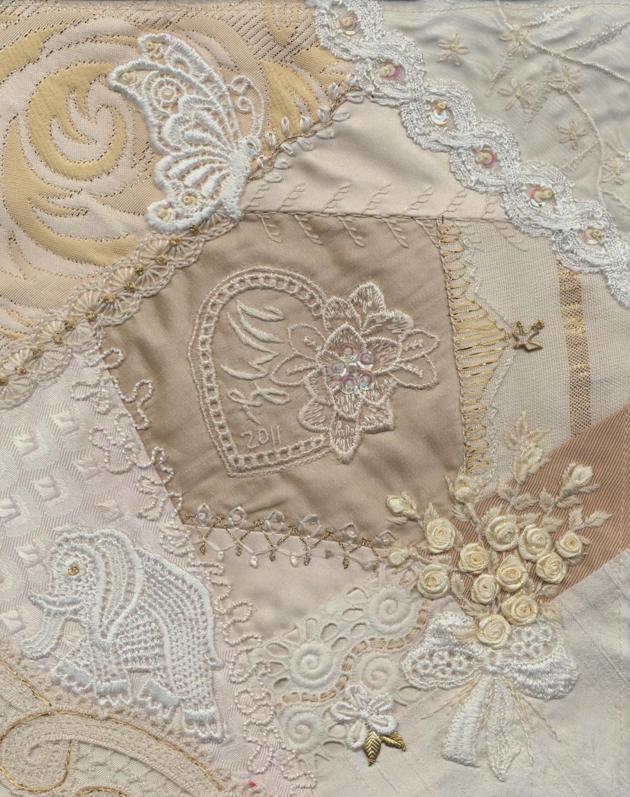 Viv's Crazy Quilting Journey: Cream-on-Cream Quilt Blocks