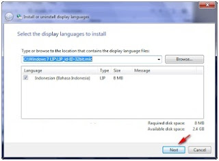 Cara install Windows 7 Language Interface Pack Bahasa Indonesia