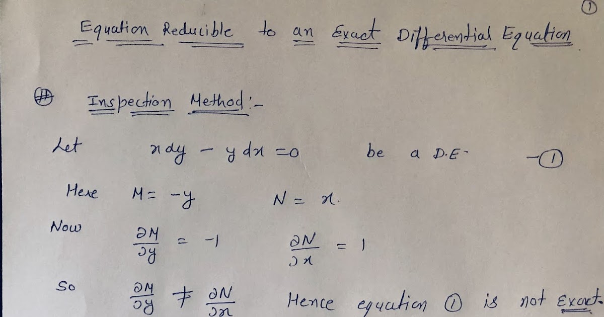 Engineering Mathematics Reducible To Exact Differential Equation