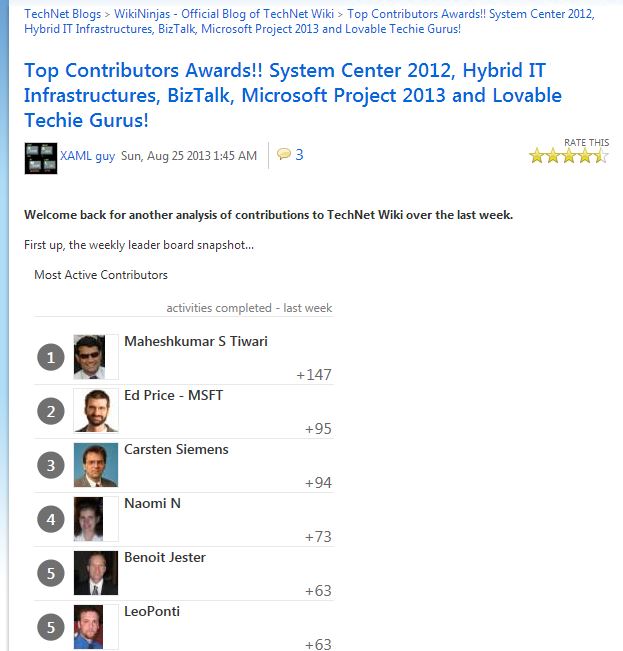 Top Contributors Awards!! System Center 2012, Hybrid IT Infrastructures ...