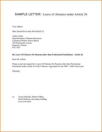 Leave Letter Format In English - Formal Letter