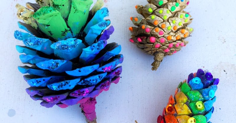 Rainbow pine cones!