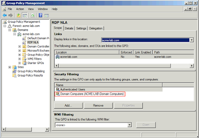 Configuring Network Level Authentication for RDP