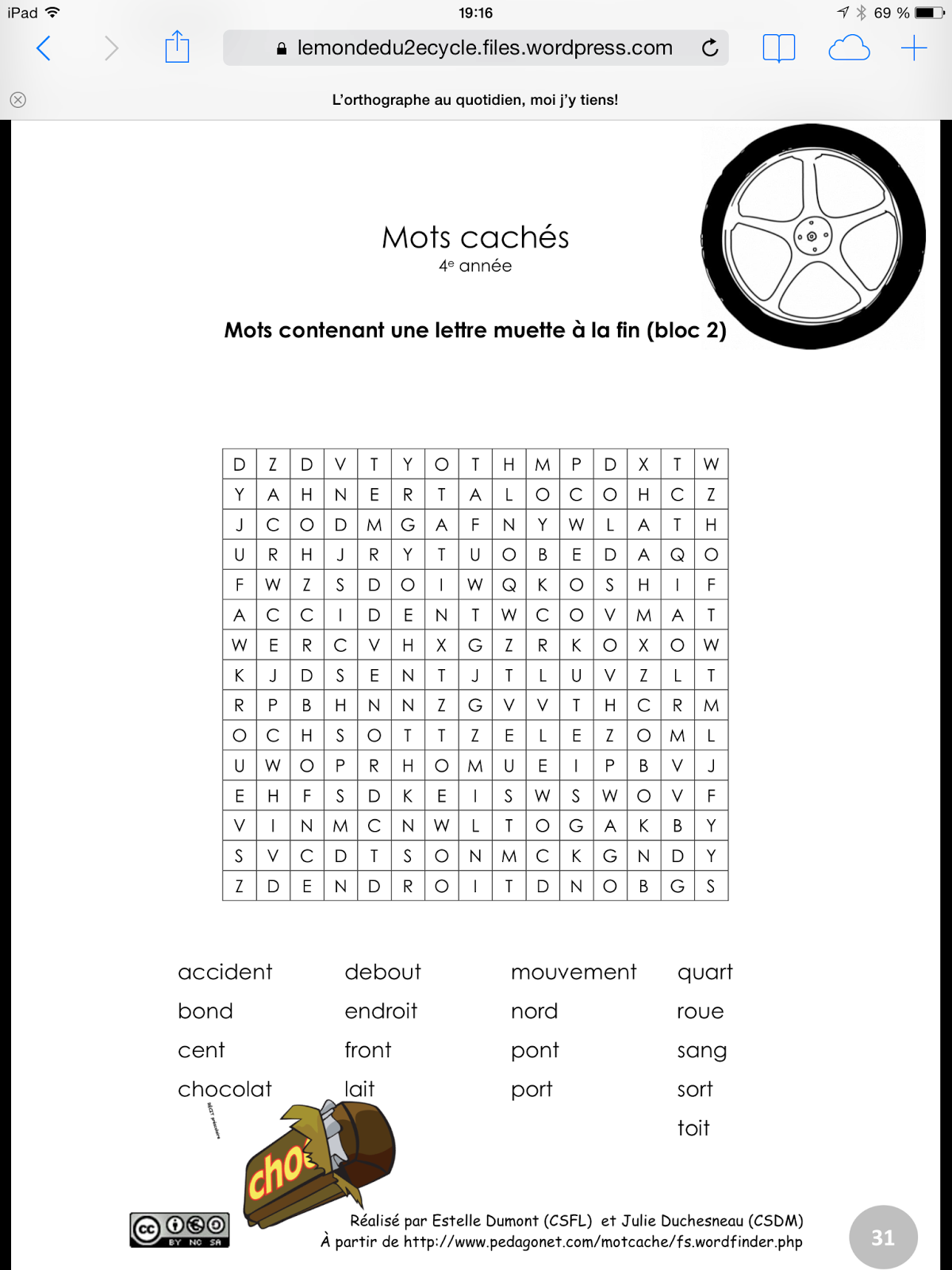 Bienvenue en 4e année: mots cachés