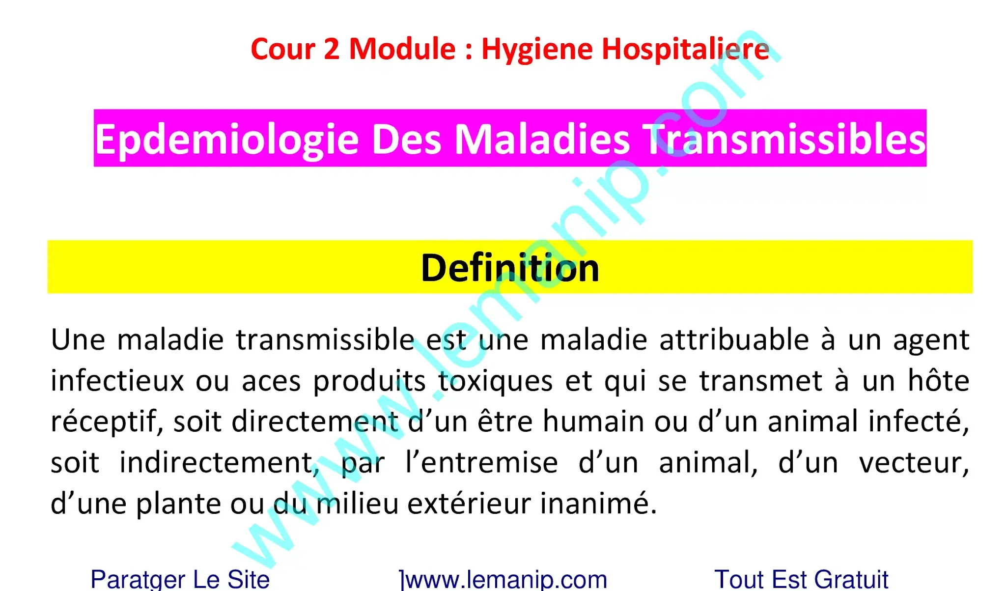 Epdemiologie Des Maladies Transmissibles