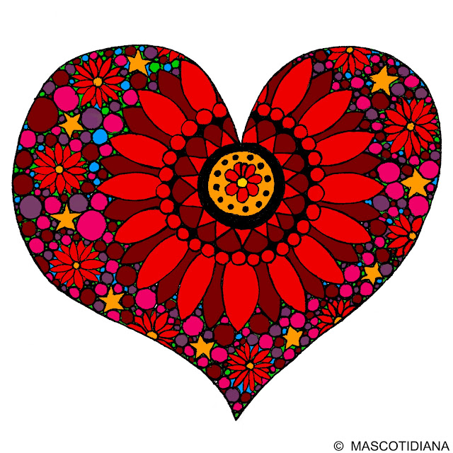 Más Cotidiana Arte e Ilustración : Corazón mandala de colores