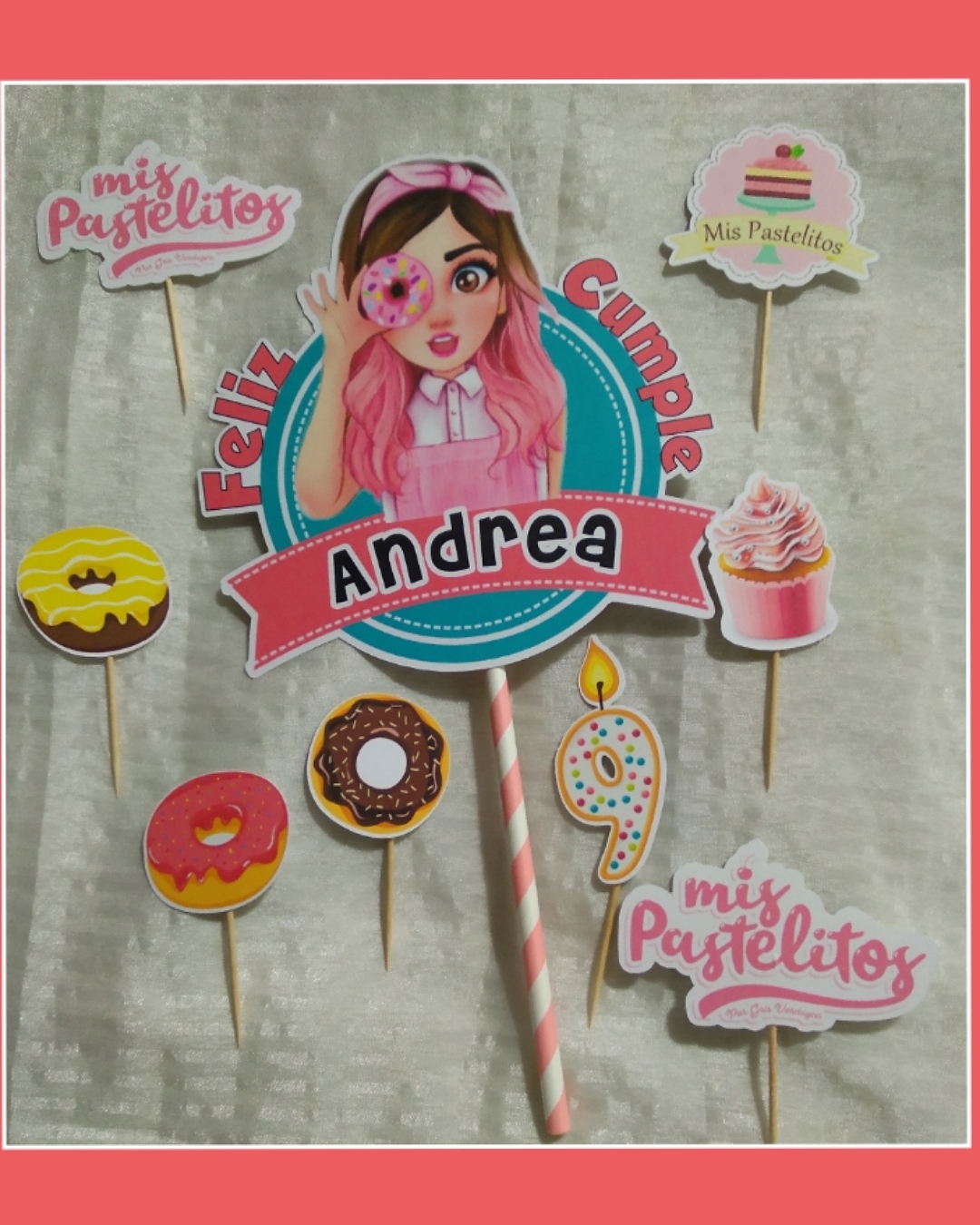 Topper Personalizado Mis Pastelitos Andrea - Mis Toppers Tus Toppers