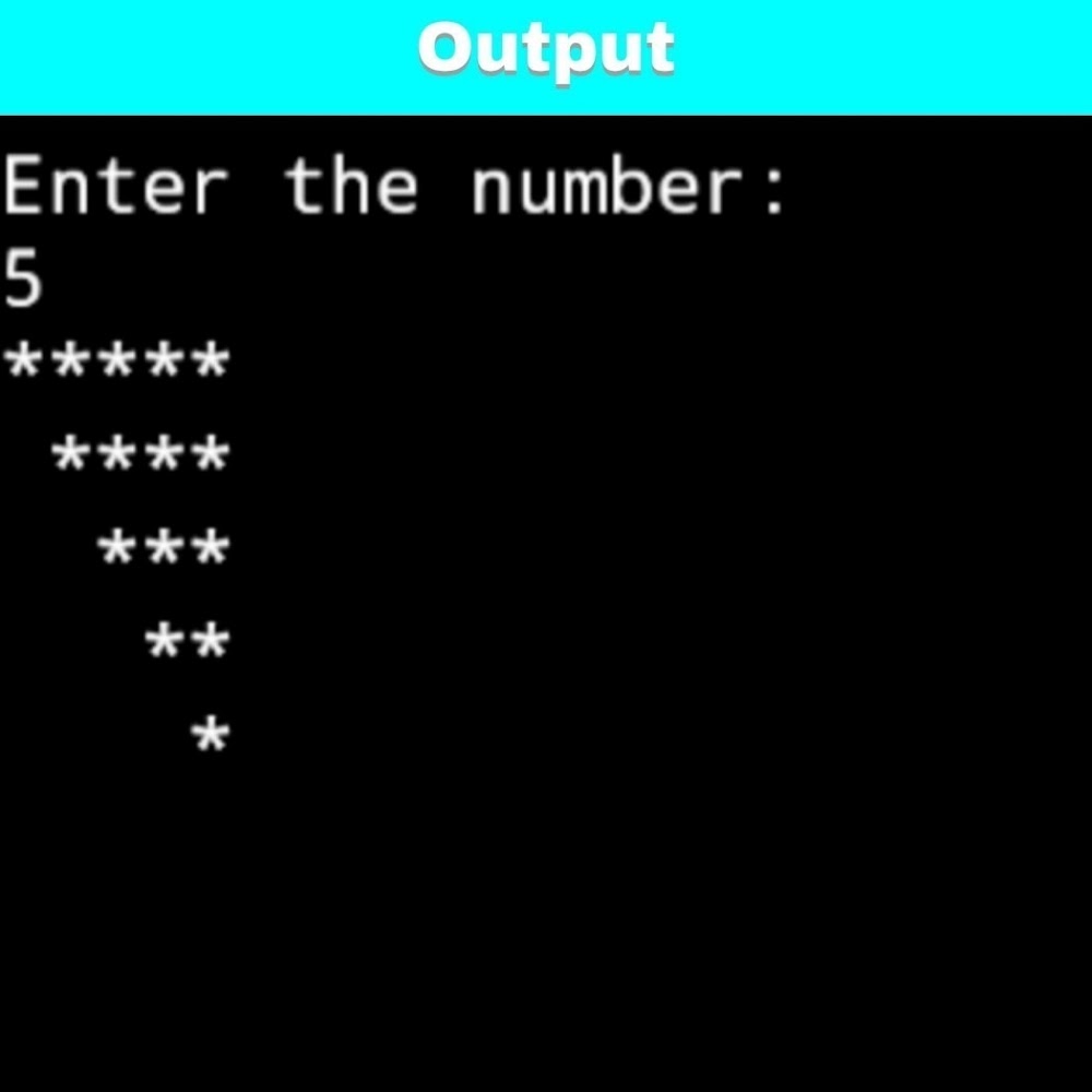 C program to print inverted half left side of pyramid star pattern ...
