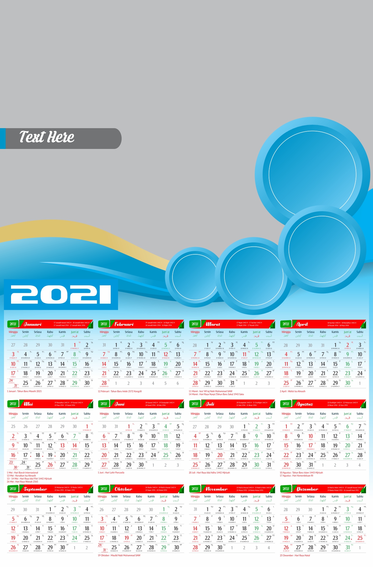 50 Template Kalender Dinding 2021 Part 1 (Free CDR) - TUTORiduan.com