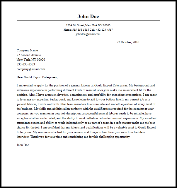 Example Cover Letter For Resume General - Cover Letter