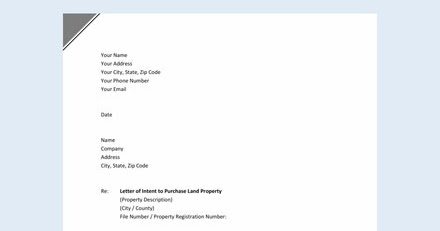 Letter Of Intent To Purchase Land Template ~ Resume Letter