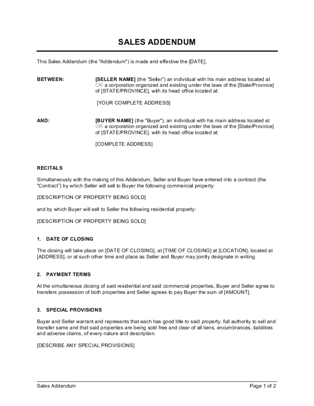 Addendum To Offer Letter Template ~ Resume Letter