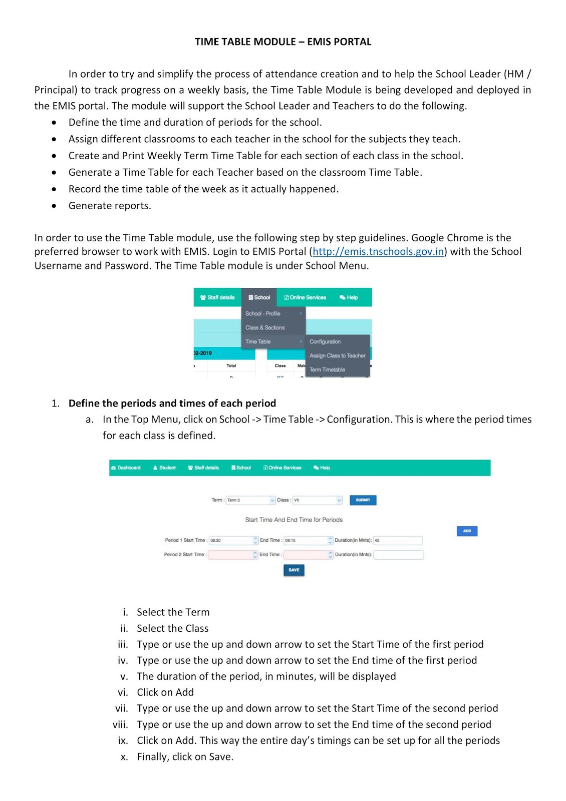 TIME TABLE MODULE- EMIS PORTAL | TAMILNADU TEACHER ASSOCIATION