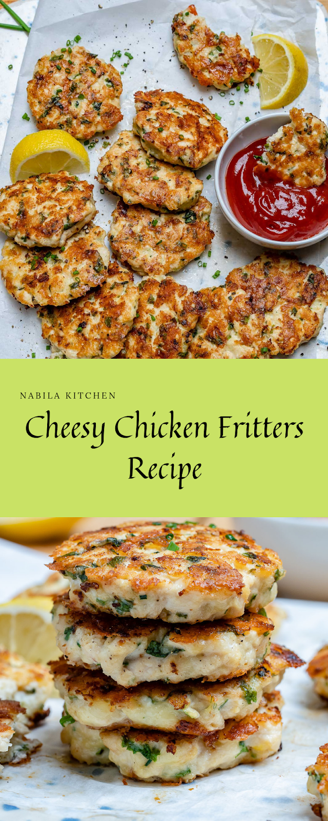 Cheesy Chicken Fritters Recipe - Nabila Kitchen