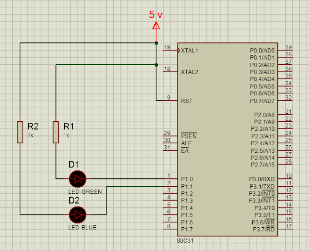 Blinking leds using 8051 Micro-Controller