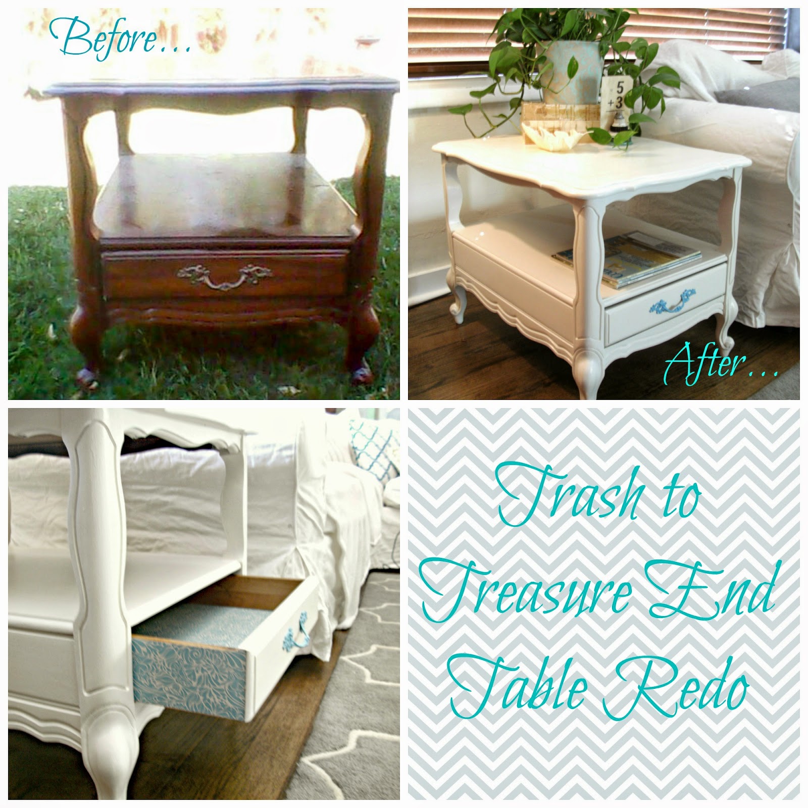 Trash to Treasure End Table Redo - Little Vintage Cottage