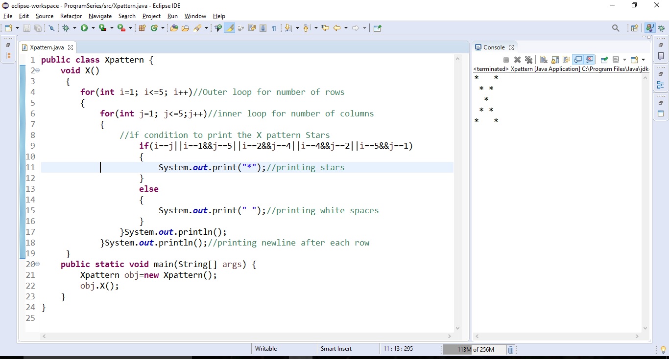 Basic Java Programs: X