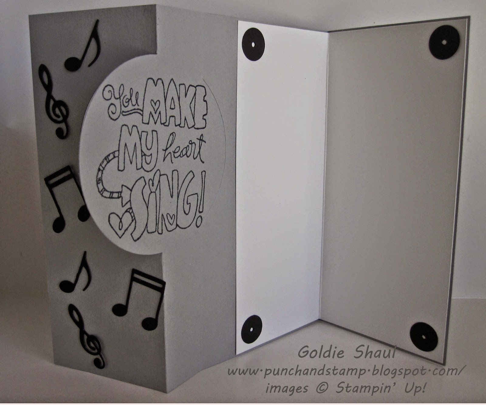 Punch and Stamp with Goldie: Musical Circle Thinlit Birthday Card