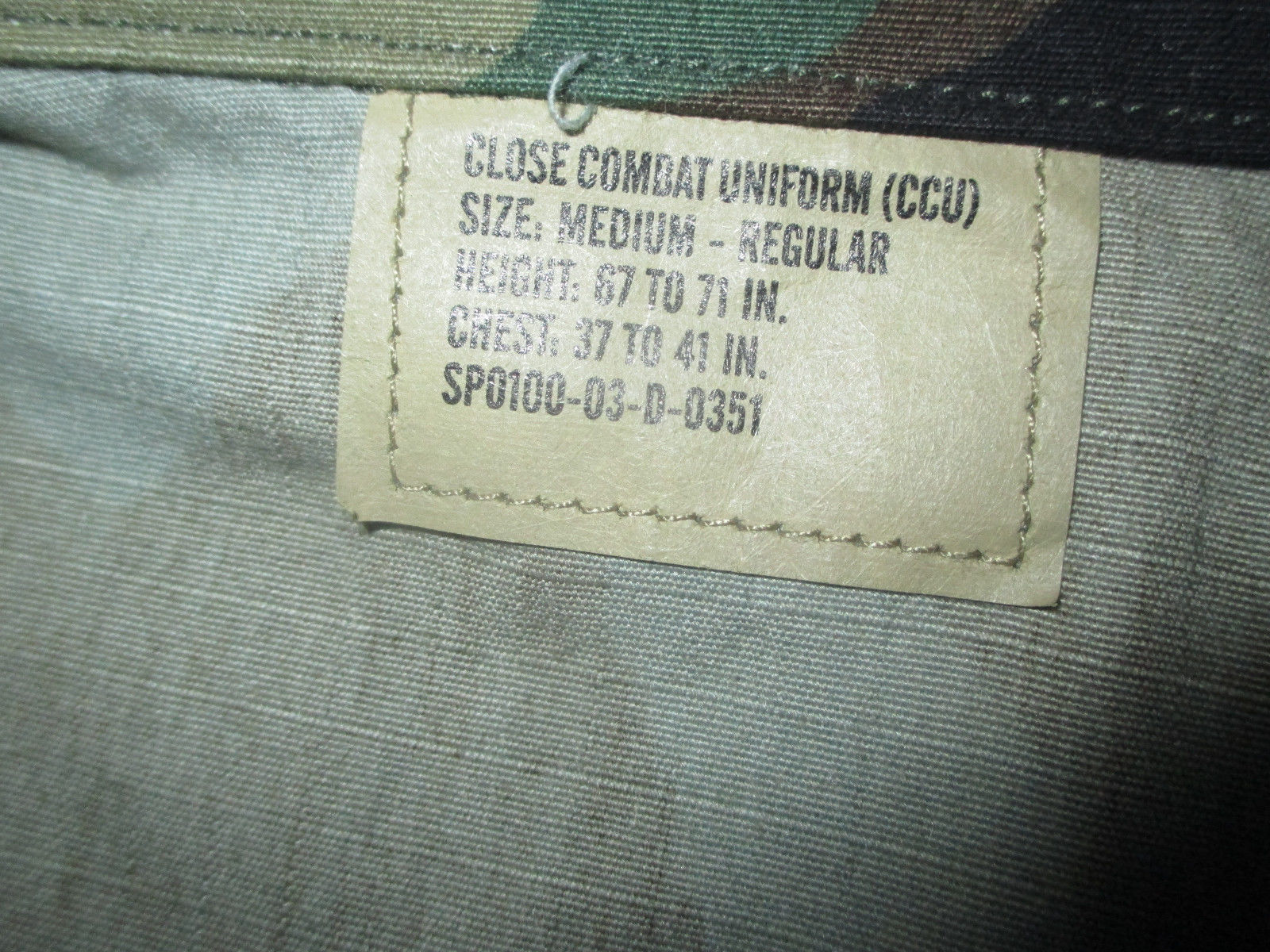 Webbingbabel: Us Army CCU Close Combat Uniform Shirt