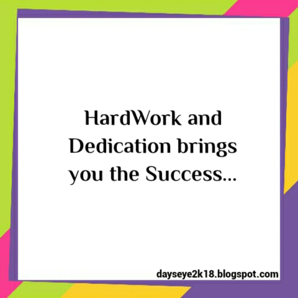 HardWork and Dedication Brings Success