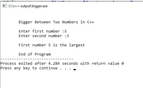 Free Programming Source Codes And Computer Programming Tutorials Bigger Between Two Numbers In C