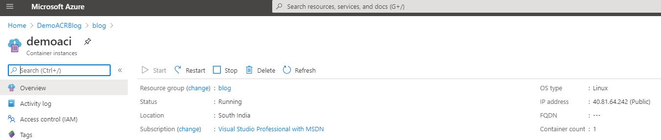 How to deploy containers into Azure Container Instances(ACI) using Docker Desktop?