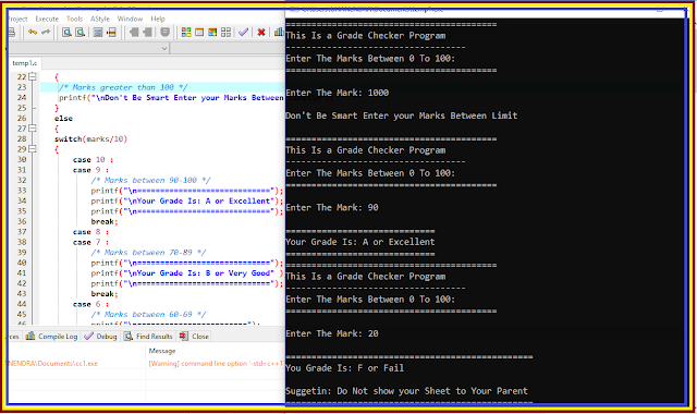 Write a C Program to Find Grade of a Student Using Switch Case