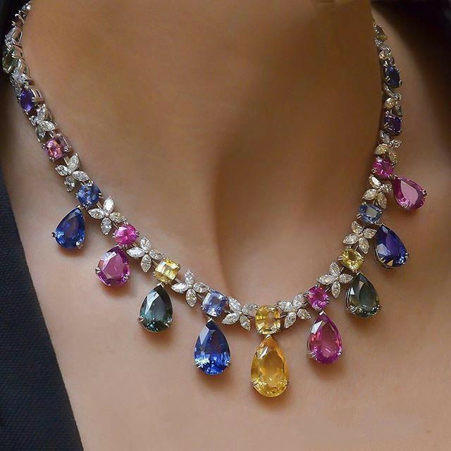 Multicolor diamond necklace