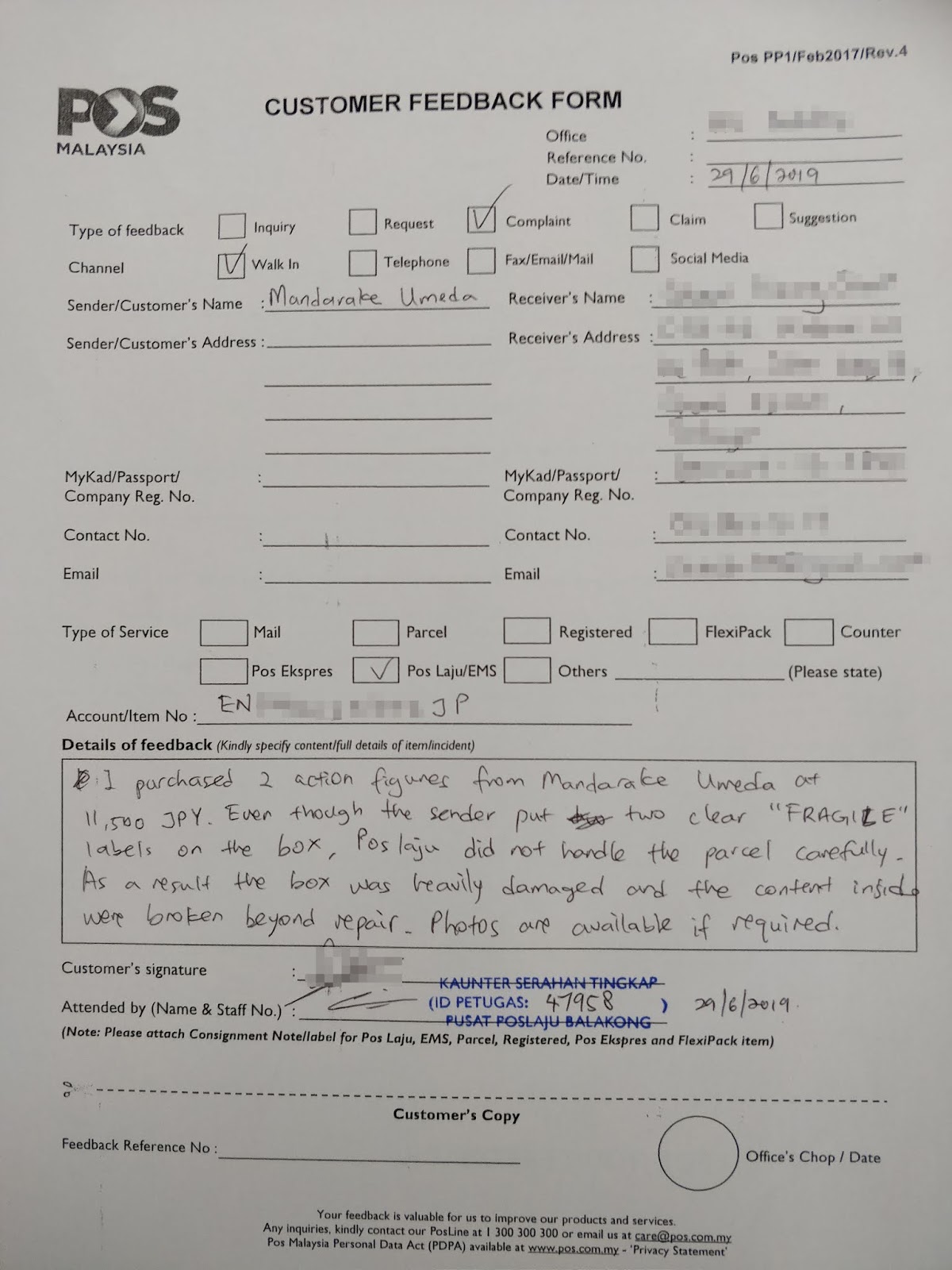 How to claim from PosLaju for damaged parcel