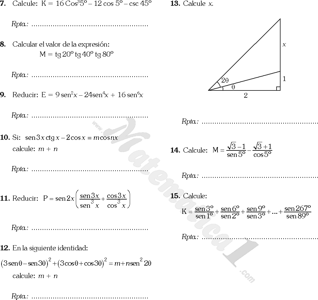 IDENTIDADES TRIGONOMETRICAS DEL ANGULO TRIPLE PROBLEMAS RESUELTOS