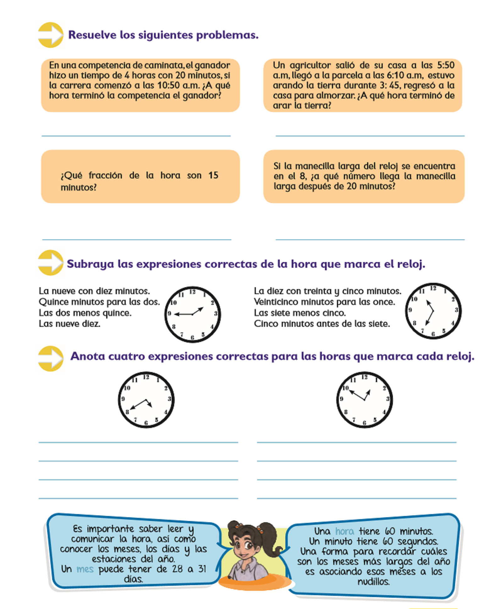 Cuarto Grado 2020 2021: Matemáticas.- El reloj.