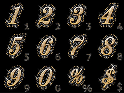 Quality Graphic Resources: Diamond Studded Gold Numbers 2