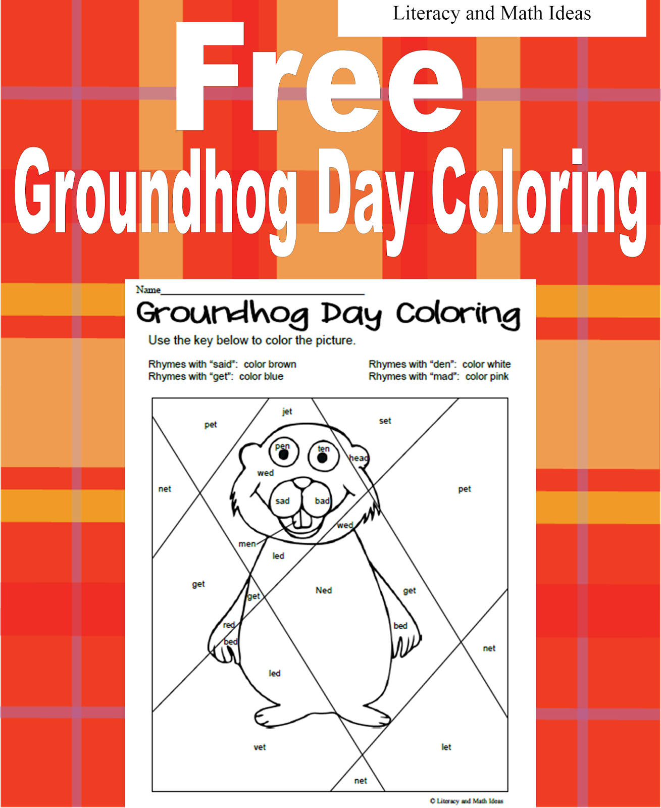 Literacy & Math Ideas: Groundhog Day Coloring Sheet