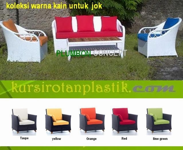 Kursi Rotan Plastik Sintetis Cirebon Warna Warni Kain Jok Untuk Kursi