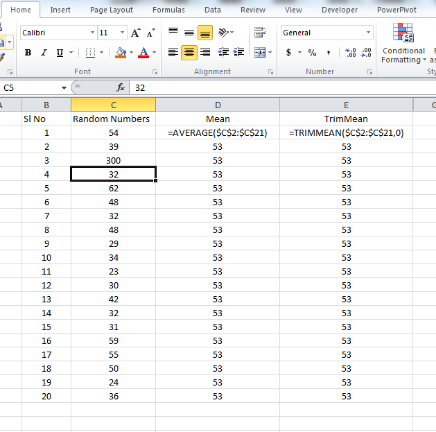 How and when to use TRIMMEAN function in Excel ~ Excel and Analytics