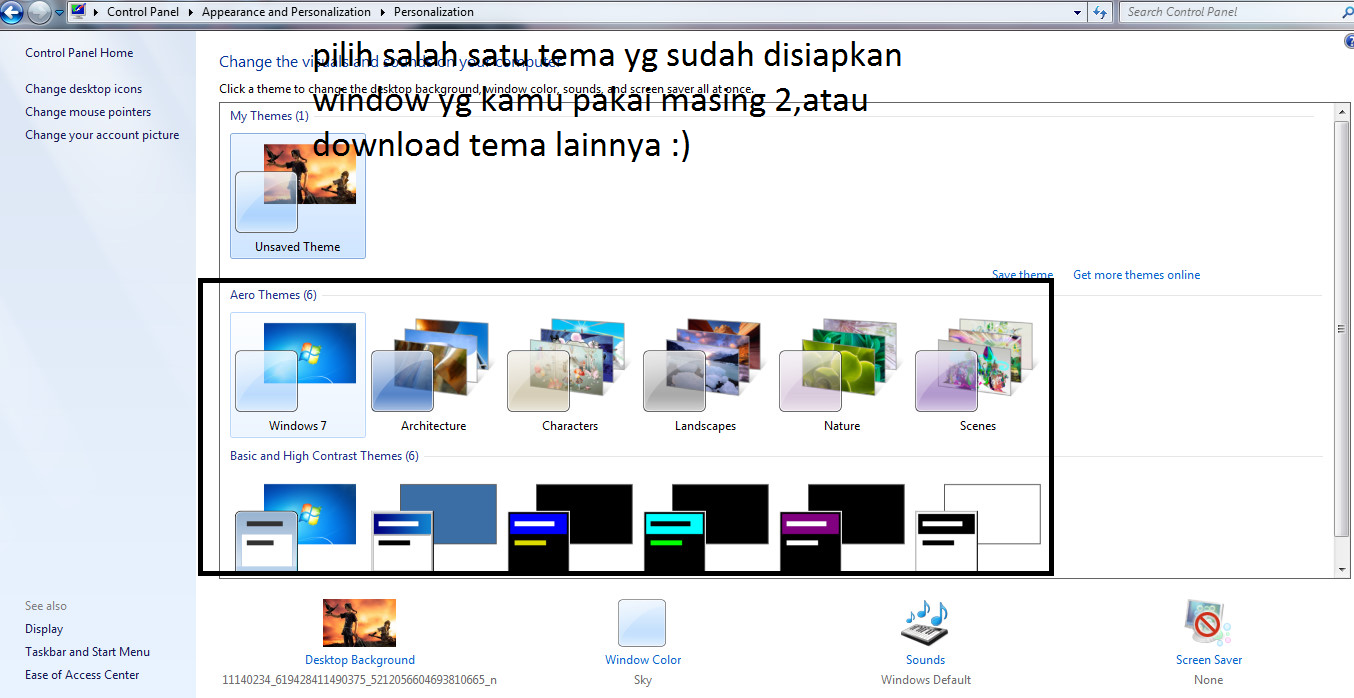 CARA MENGGANTI TEMA DAN DESKTOP BACK GROUND DI PC ~ TERBARU BLOG MUILZ