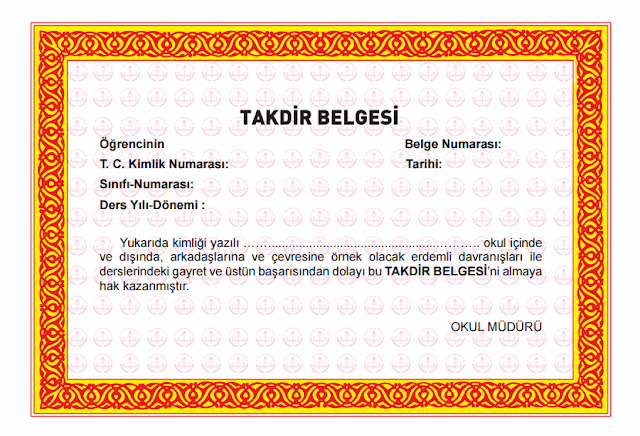 Takdir Belgesi rnegi (sahte takdir belgesi) ~ Program İndir