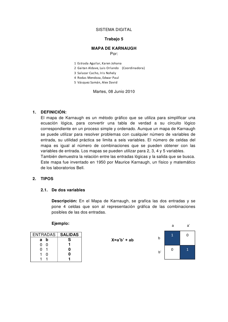 Electrónica Digital : Mapa de Karnaugh