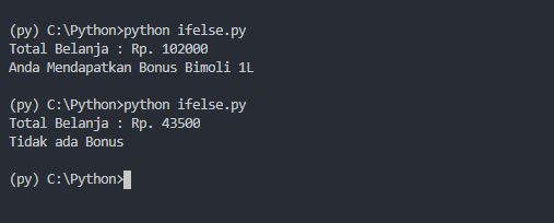 Percabangan if, else, elif Pada Pemrograman Python