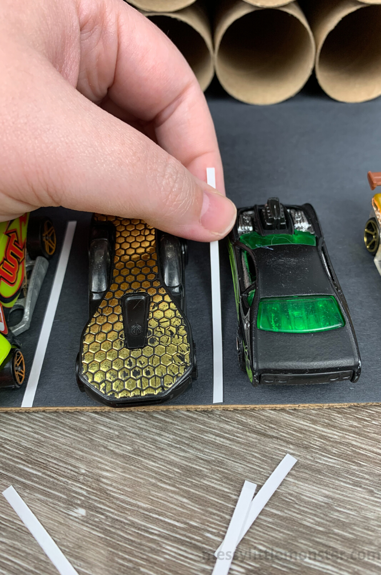 DIY Toy Car Storage - Cardboard Parking Garage - Messy Little Monster