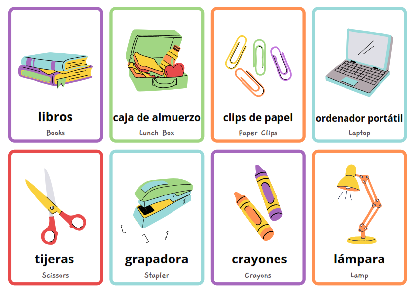 Things in the School - Spanish Flashcards | Spanish to Go