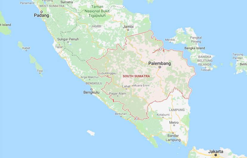 Peta Sumatera Selatan Asli (Google Maps)
